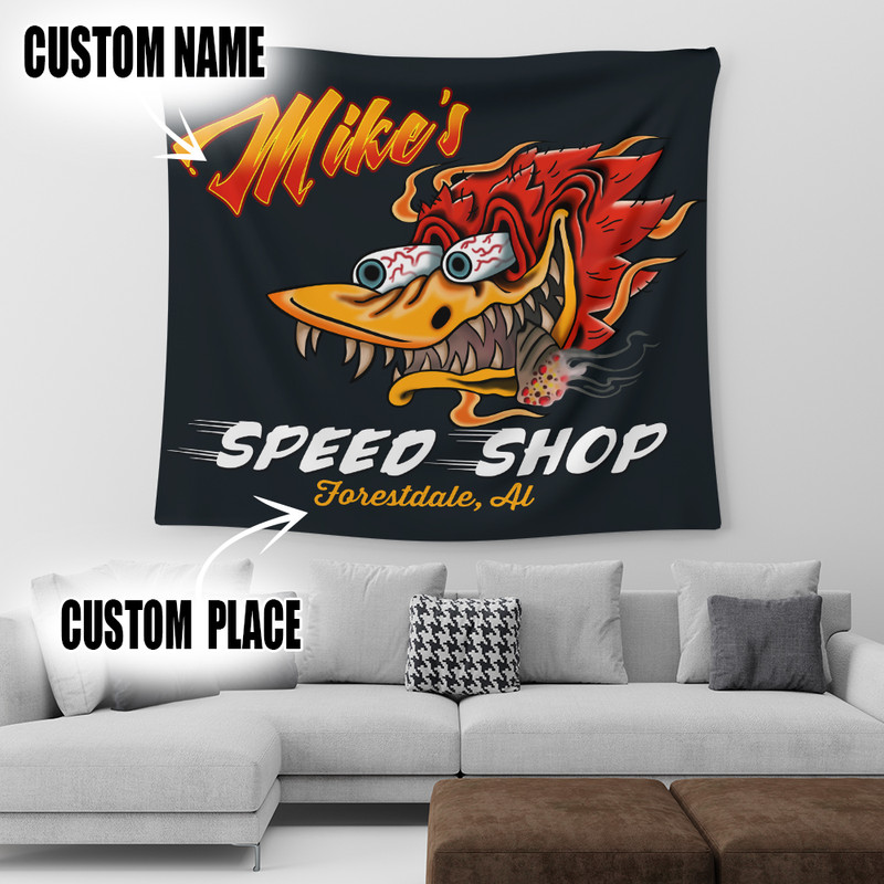 personalized hot rod | woodpecker | vintage tapestry 09548 - Rustypod Store