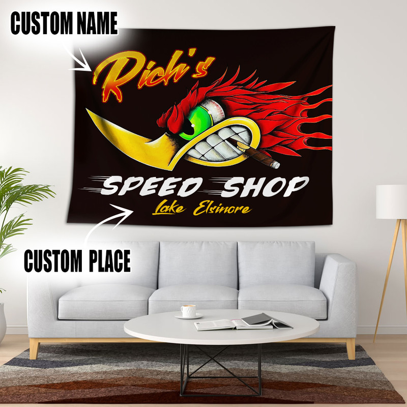 personalized hot rod | woodpecker | vintage tapestry 09563 - Rustypod Store