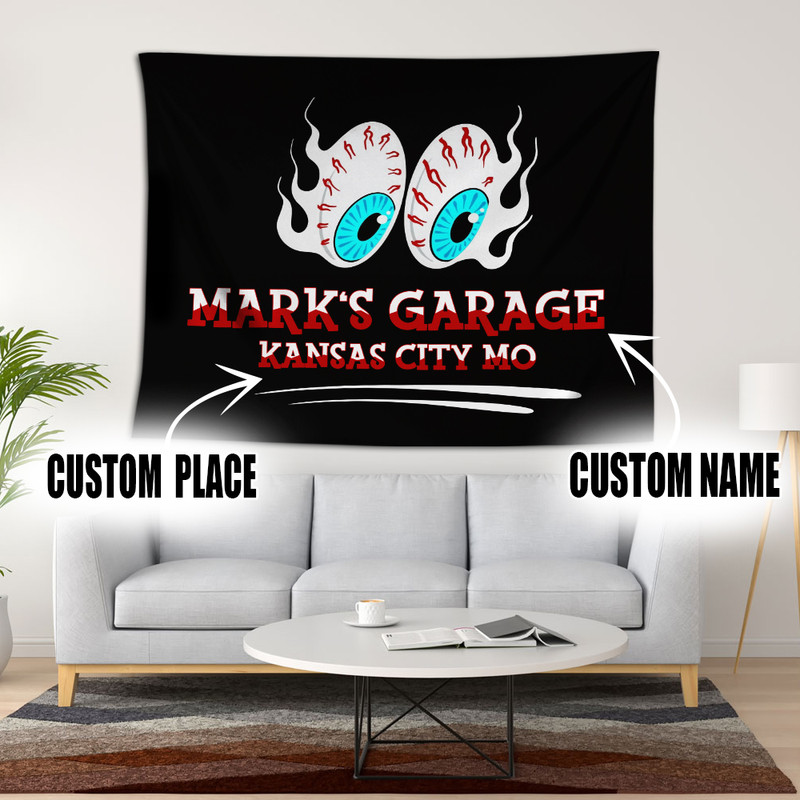 personalized hot rod eye ball tapestry 09576 - Rustypod Store