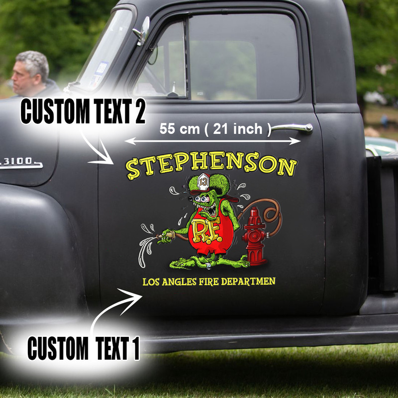 2 PCS personalized fire dept | hot rod | rat rod vinyl stickers 09659 ...