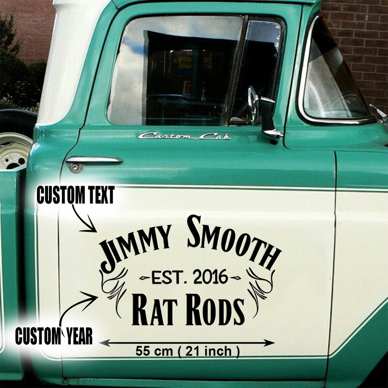 2 PCS personalized rat rods | hot rod garage vinyl stickers 09666 ...