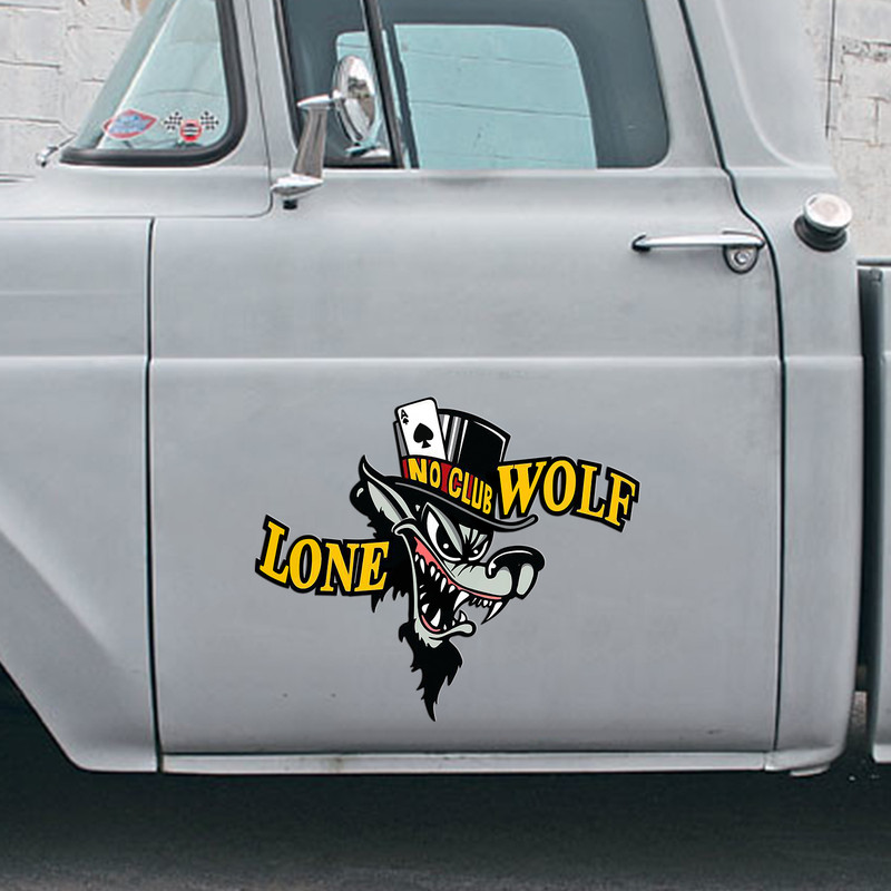2 pcs VINTAGE LONE WOLF NO CLUB vinyl sticker 09693 - Rustypod Store