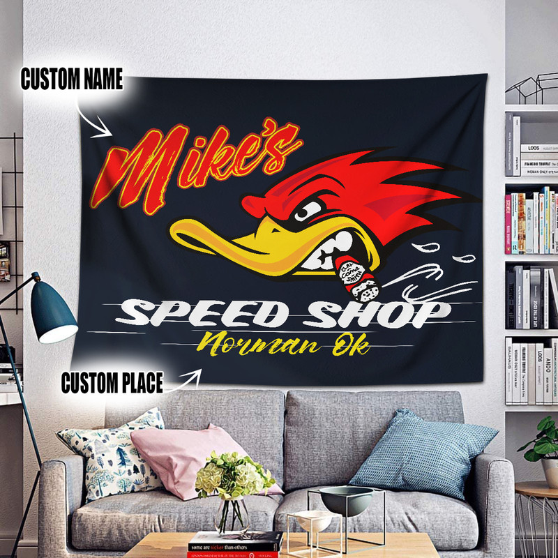 personalized Speed Shop | Hot Rod tapestry 09070 - Rustypod Store