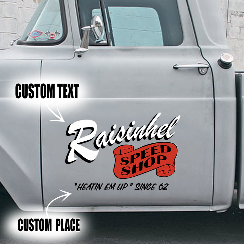 2 pcs personalized hot rod lettering | speed shop | kustom kulture ...