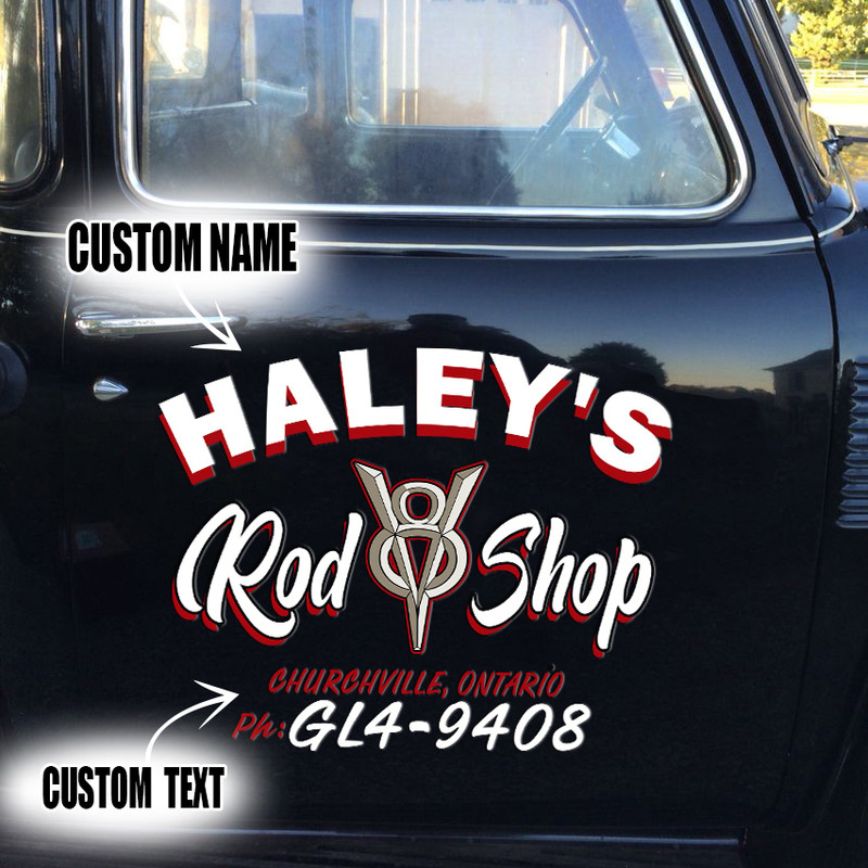 2 pcs personalized pinstripe | hot rod garage | V8 | rod shop set 02 ...