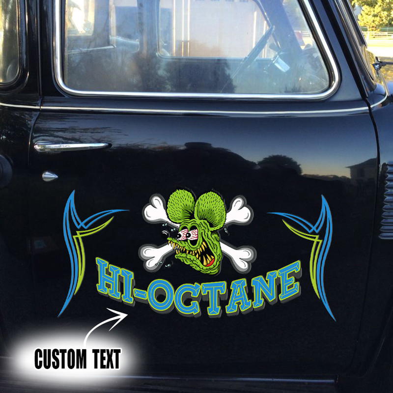 2 pcs personalized hi octane | hot rod garage | pinstripe set 02 vinyl ...
