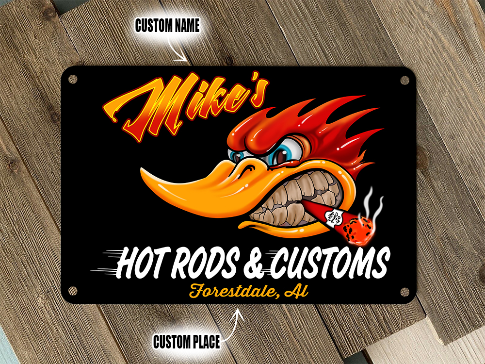 personalized Hot rods and Customs | hot rod Printed Metal Sign 09592 ...