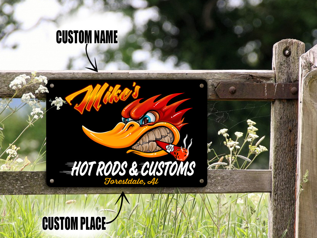personalized Hot rods and Customs | hot rod Printed Metal Sign 09592 ...