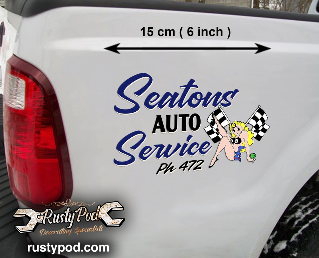 2 pcs personalized hot rod garage vinyl sticker 09885 - Rustypod Store