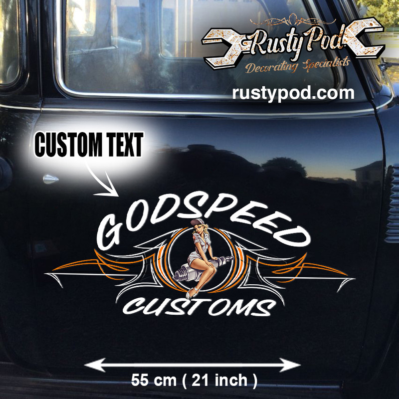 2 pcs personalized hot rod garage | pinup girl | pinstriping | vintage ...