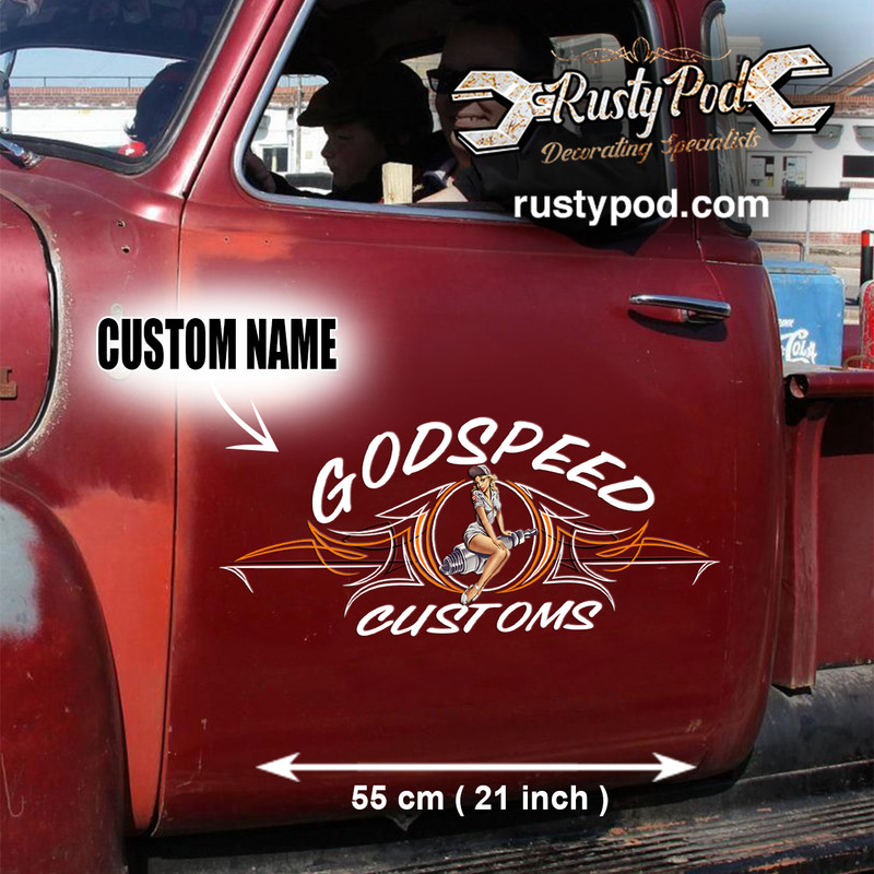 2 pcs personalized hot rod garage | pinup girl | pinstriping | vintage ...