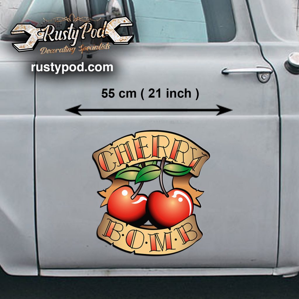 2 pcs cherry bomb | hot rod garage vinyl sticker 09924 - Rustypod Store