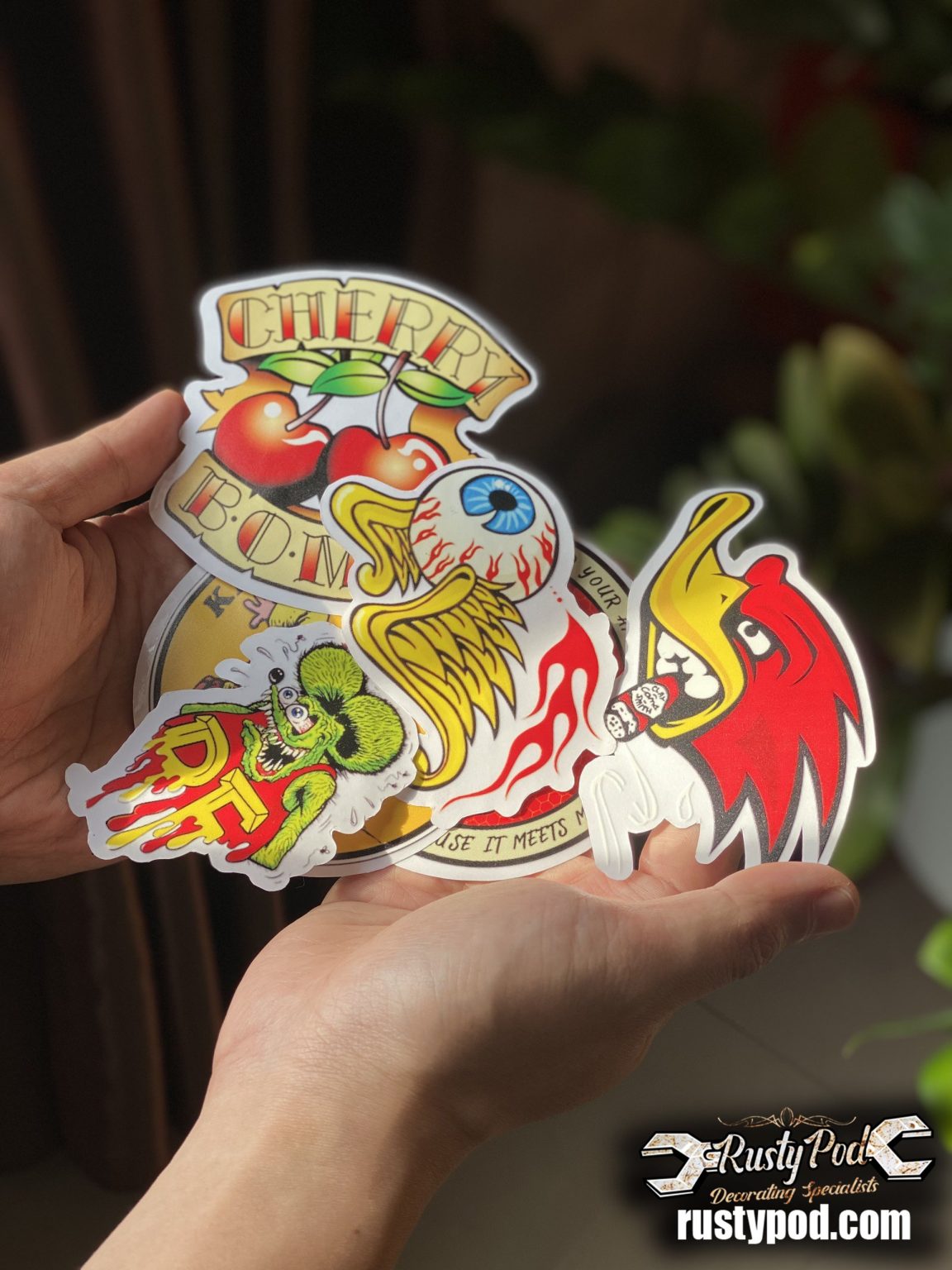 2 pcs personalized hot rod garage vinyl sticker 09885 - Rustypod Store