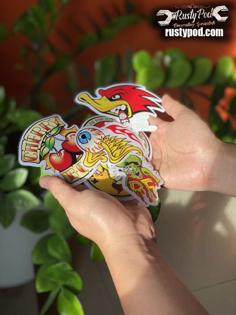 2 pcs personalized hot rod garage vinyl sticker 09885 - Rustypod Store