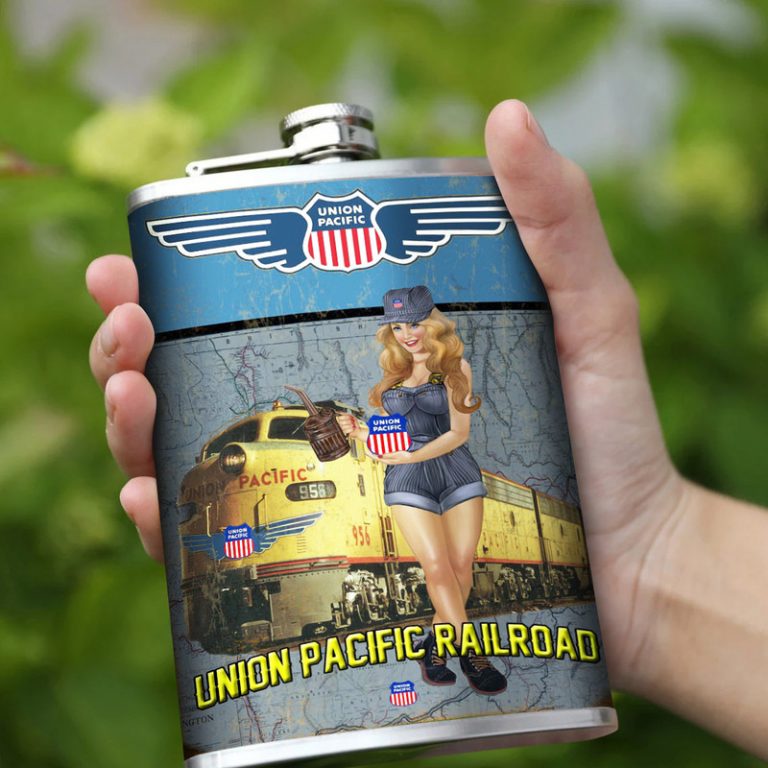 Union Pacific Railroad Pin Up Girl pocket stainless steel hip flask ...