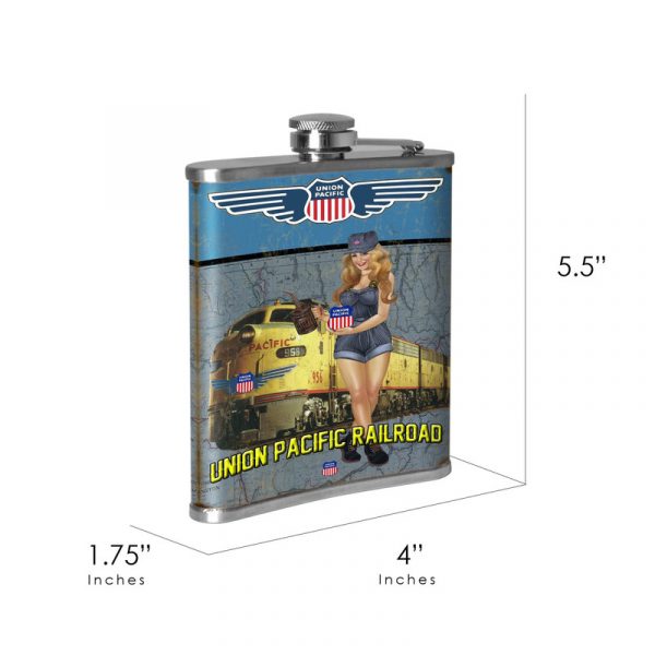 Union Pacific Railroad Pin Up Girl pocket stainless steel hip flask ...