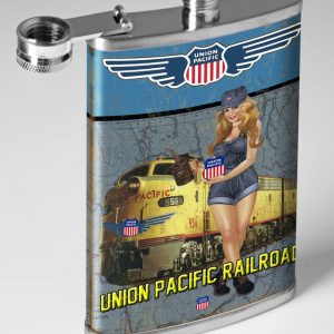 Union Pacific Railroad Pin Up Girl pocket stainless steel hip flask ...
