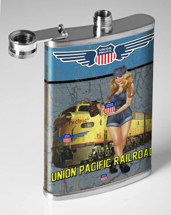 Union Pacific Railroad Pin Up Girl pocket stainless steel hip flask ...