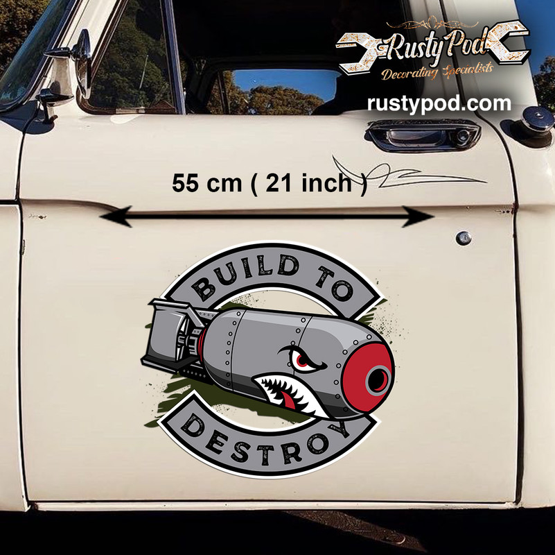 2 pcs build to destroy | hot rod | bomber | rat rod vinyl sticker 09947 ...