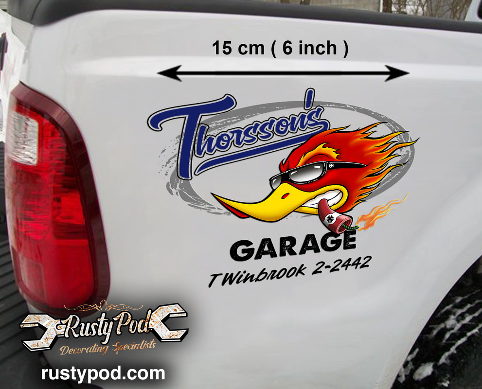 2 pcs personalized hot rod garage | vintage garage vinyl sticker 09974 ...