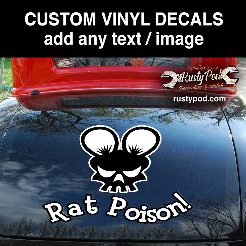 2 pcs personalized hot rod garage | rat poison | rat fink vinyl sticker ...