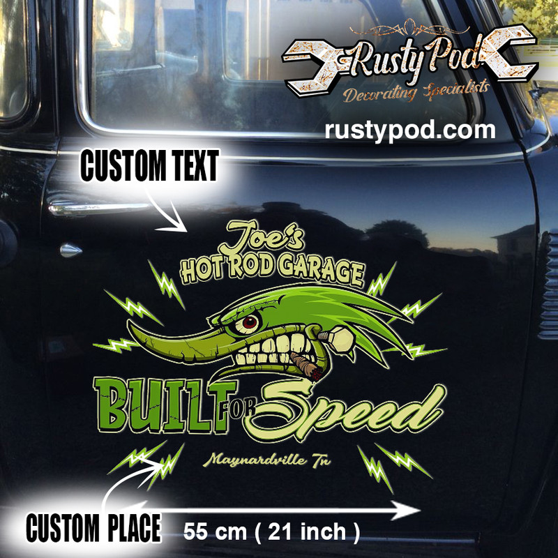 2 pcs personalized hot rod garage | built for speed vinyl sticker 10022 ...