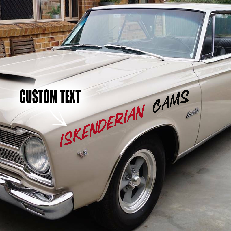 2 pcs personalized hot rod garage | cams | hood cover vinyl sticker ...