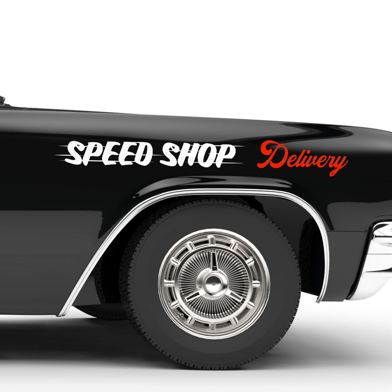 2 pcs speedy delivery | hot rod garage vinyl sticker 10036 - Rustypod Store