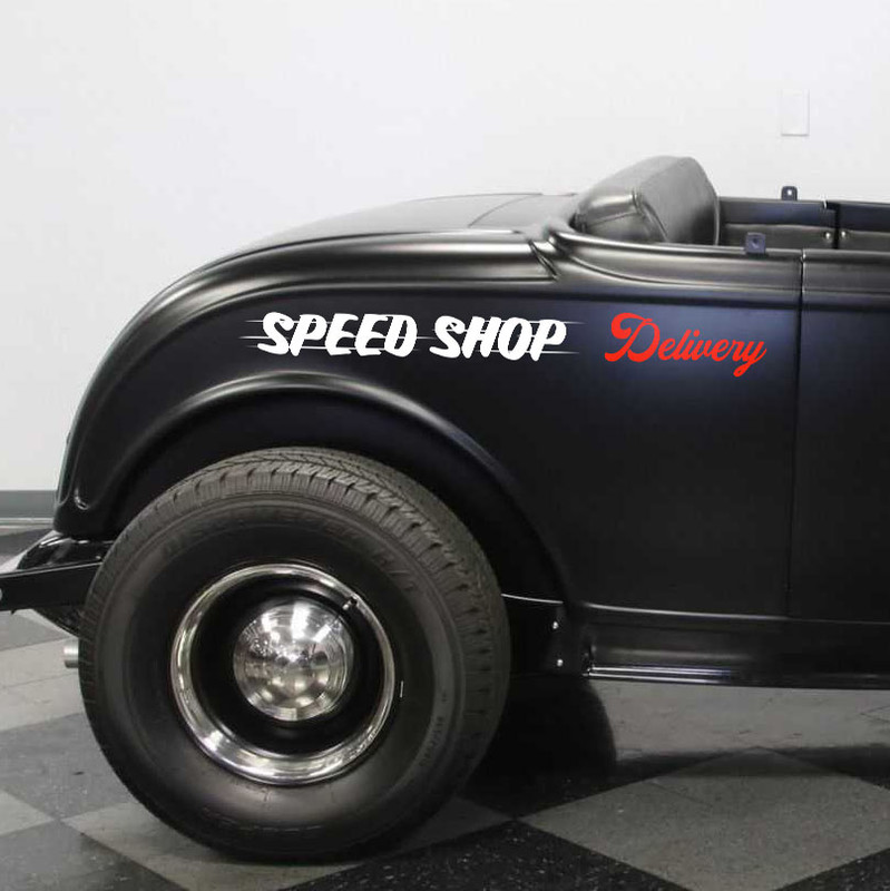 2 pcs speedy delivery | hot rod garage vinyl sticker 10036 - Rustypod Store