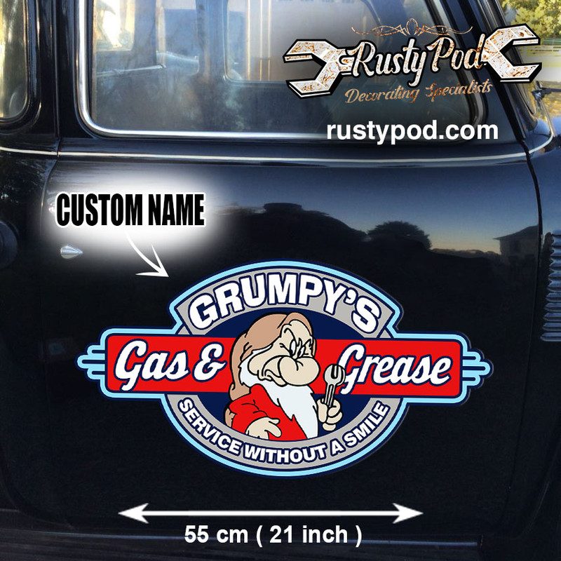 2 pcs personalized grumpy's garage | hot rod garage vinyl sticker 10037 ...