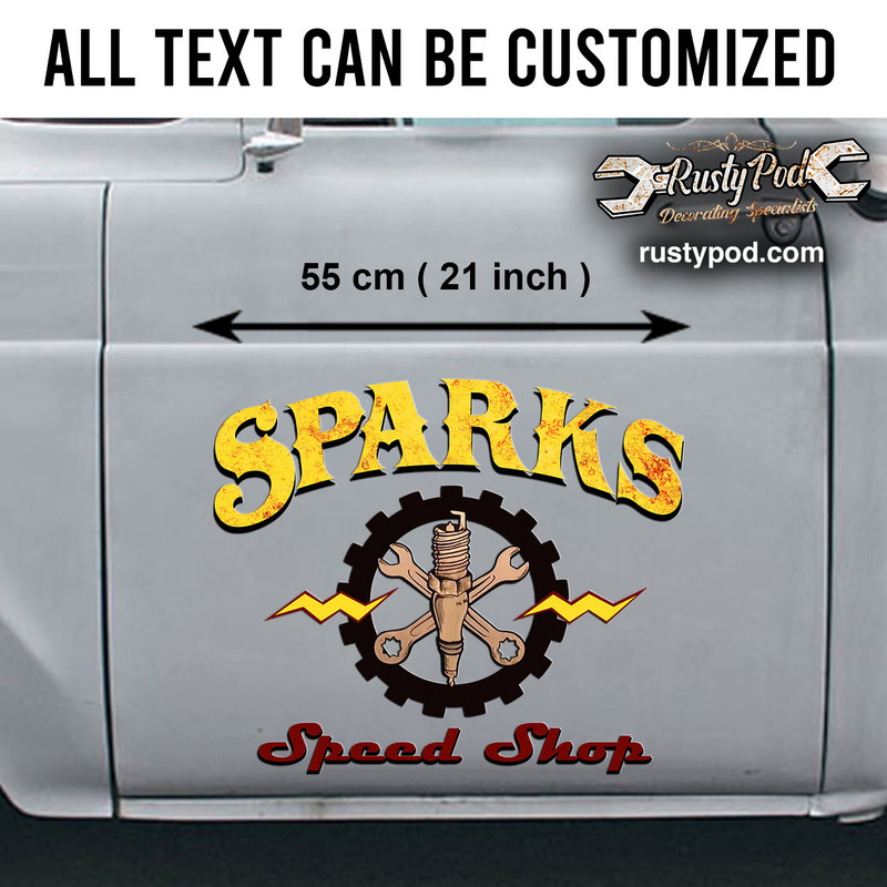2 pcs personalized speed shop | hot rod garage vinyl sticker 10042 ...