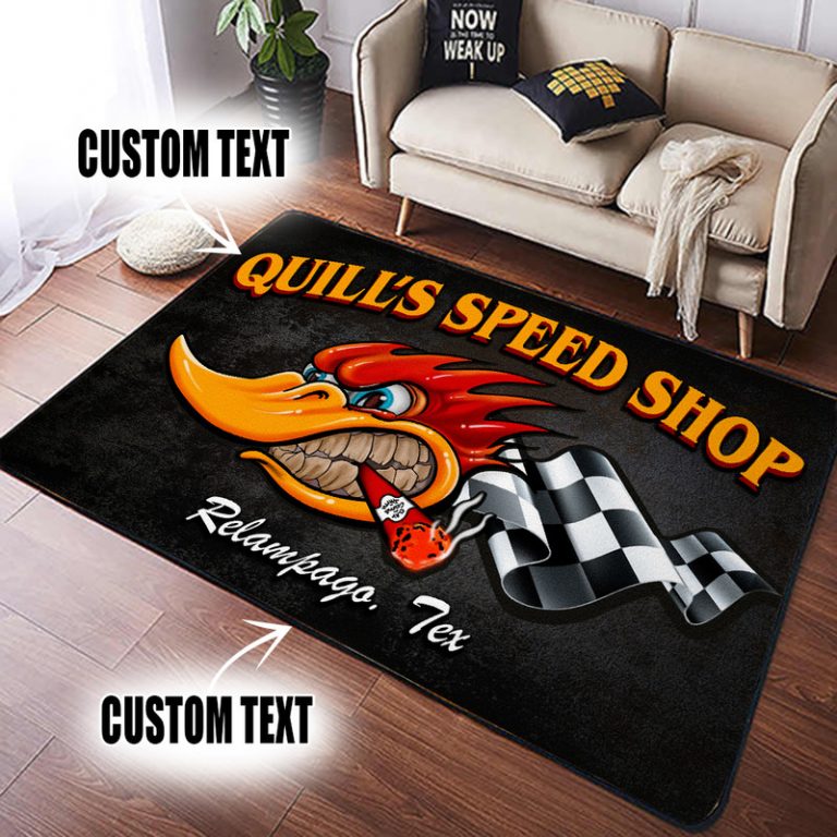 personalized hot rod garage | speed shop | vintage garage rug 09843 ...