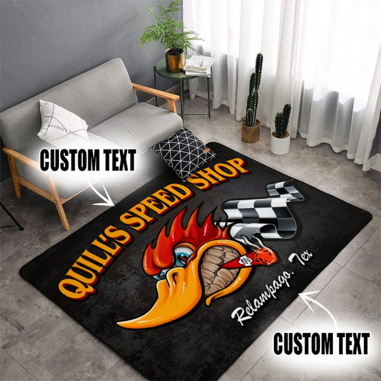 personalized hot rod garage | speed shop | vintage garage rug 09843 ...