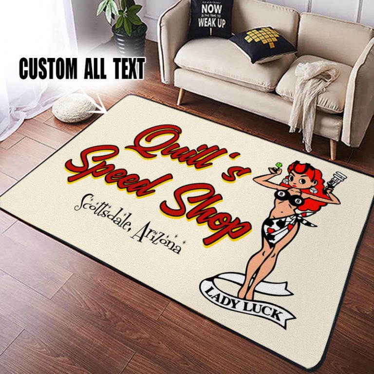 personalized lady luck | hot rod garage | vintage garage rug 09895 ...