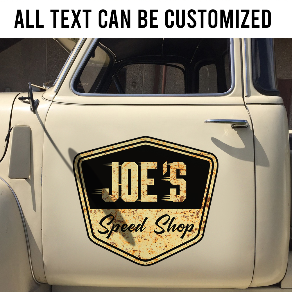 2 pcs personalized speed shop | hot rod garage | rat rod | door ...
