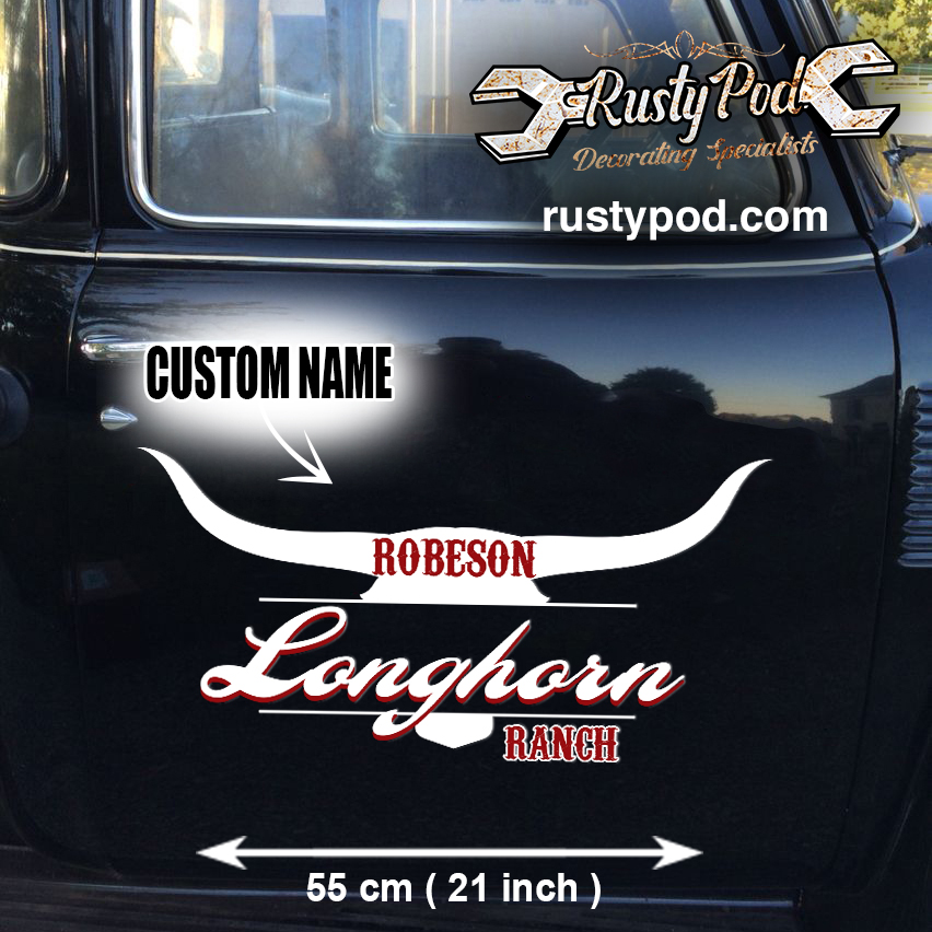 2 pcs personalized longhorn ranch | pinstriping | farm truck | hot rod ...