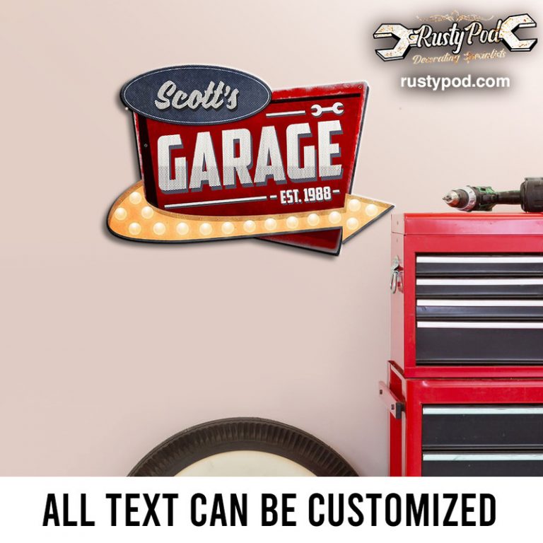 personalized hot rod garage | rat rod | vintage rusty garage metal sign ...