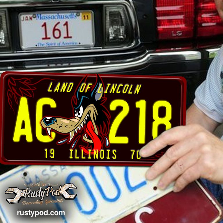 personalized lone wolf | hot rod garage | old school garage license ...