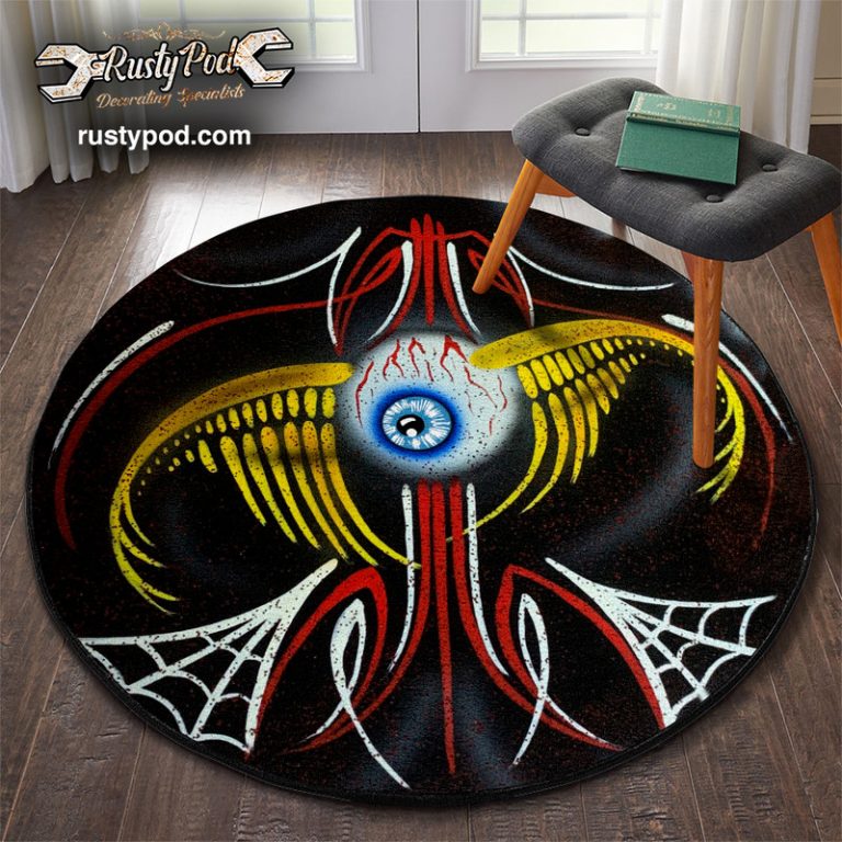 flying eyeball | hot rod garage | kustom kulture | old school round mat ...
