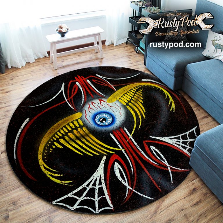 flying eyeball | hot rod garage | kustom kulture | old school round mat ...