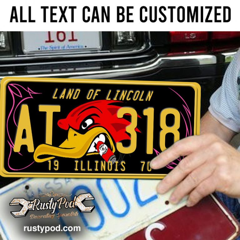 personalized hot rod bird | garage decor | kustom kulture license plate ...