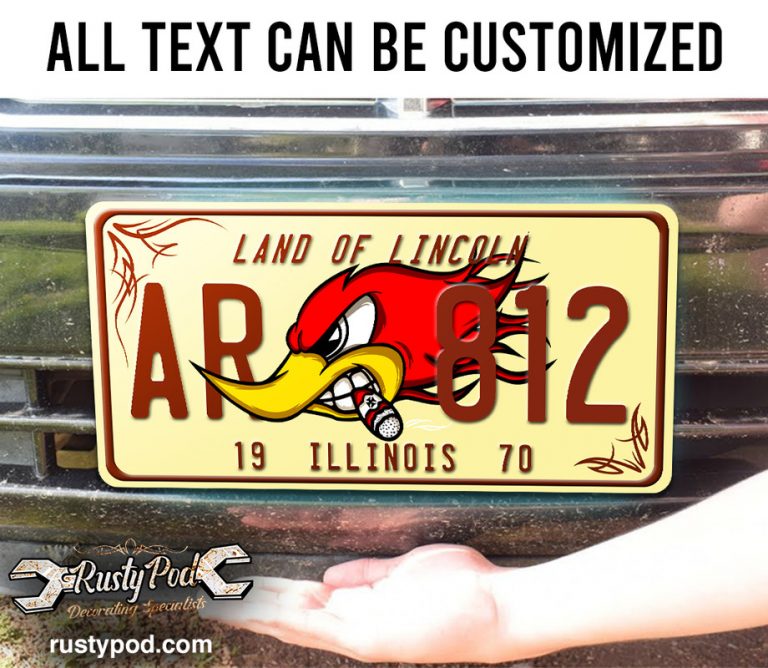 personalized hot rod bird | garage decor | kustom kulture license plate ...