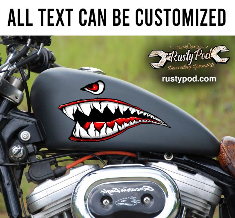 2 pcs shark teeth motorcycle fuel tank decal 10211 - Rustypod Store