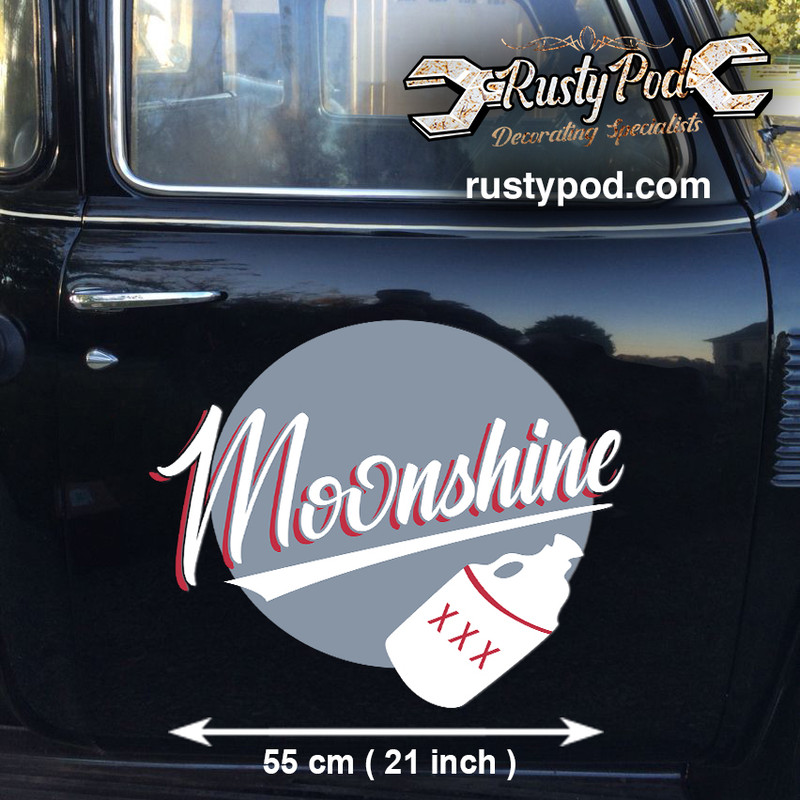 2 pcs moon shine | hot rod | lettering vinyl sticker 10225 - Rustypod Store