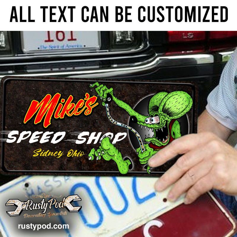 Personalized Hot Rod Garage | Speed Shop license plate 10234 - Rustypod ...