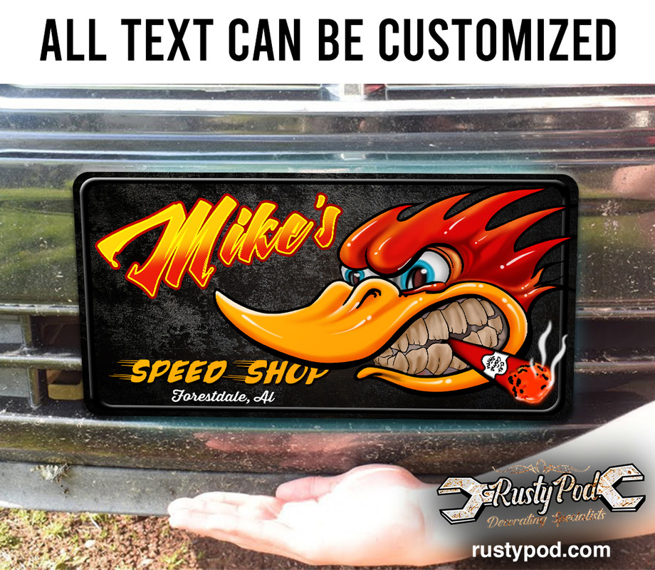 Personalized Hot Rod Garage | Speed Shop license plate 10236 - Rustypod ...