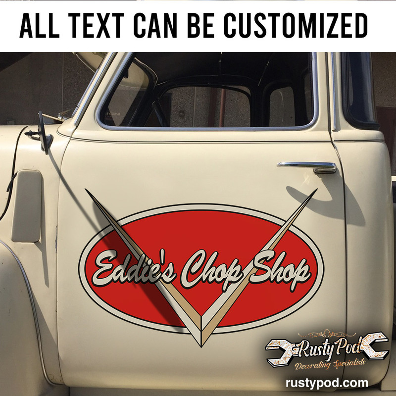 2 pcs personalized v8 lettering vinyl sticker 10254 - Rustypod Store