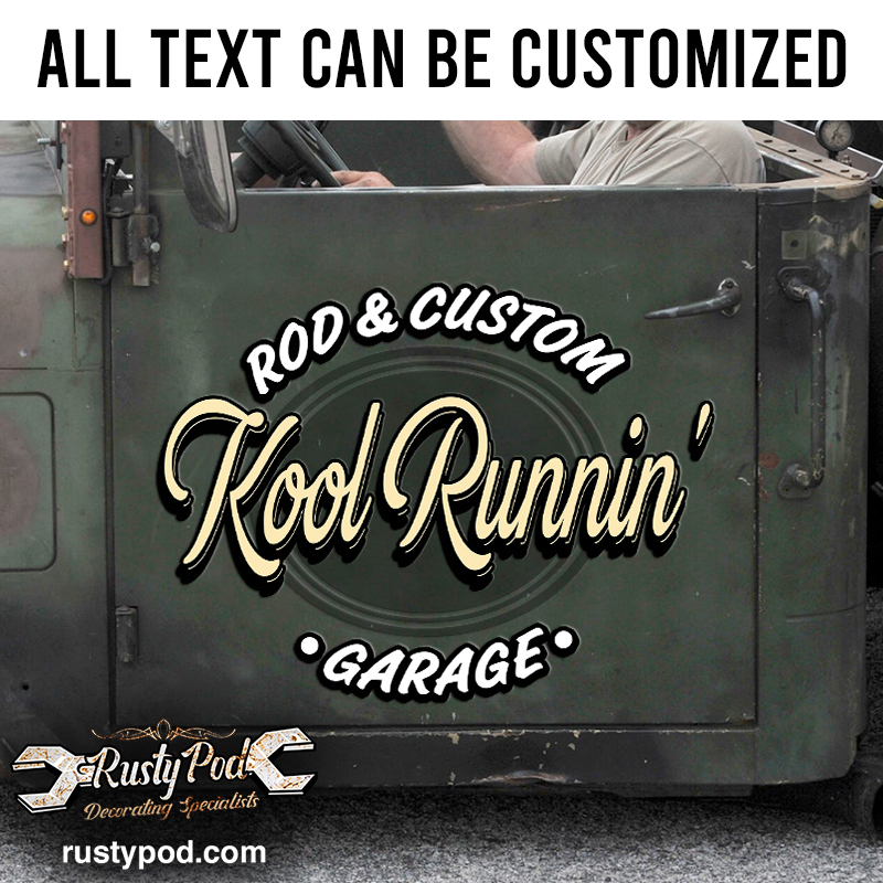 Personalized hot rod lettering vinyl sticker 10292 - Rustypod Store