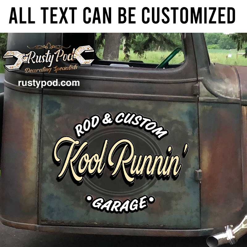 Personalized hot rod lettering vinyl sticker 10292 - Rustypod Store
