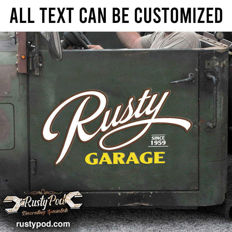 Personalized garage lettering vinyl sticker 10293 - Rustypod Store